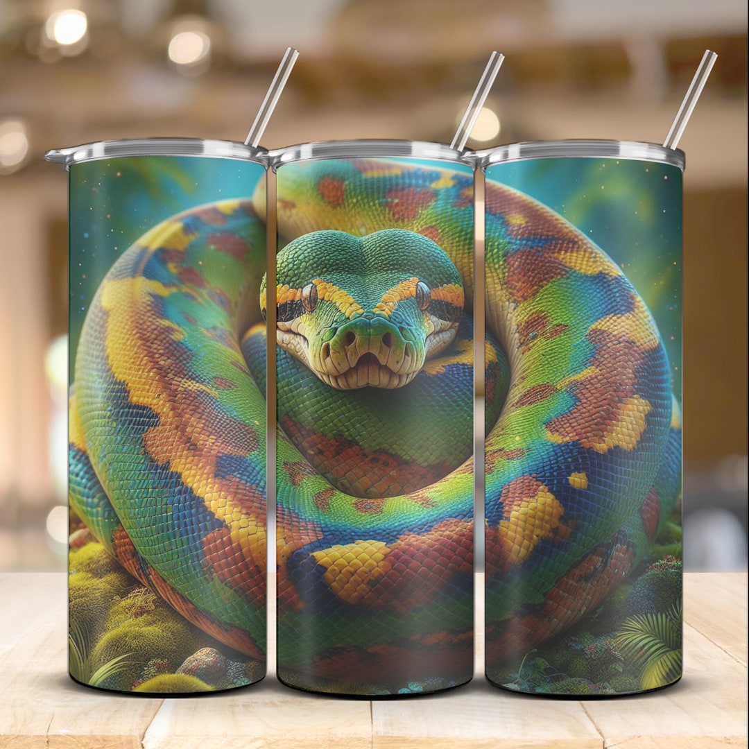 Python 20oz Skinny Tumbler Sublimation Design - 3D Colored Anaconda ...