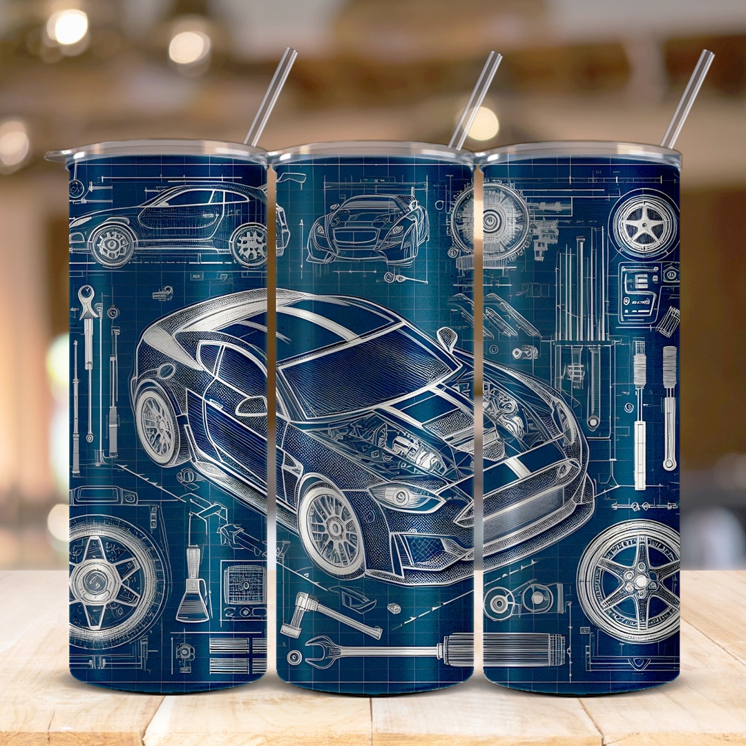 Sport Car Blueprint Tumbler Design 20oz Skinny Tumbler Sublimation ...