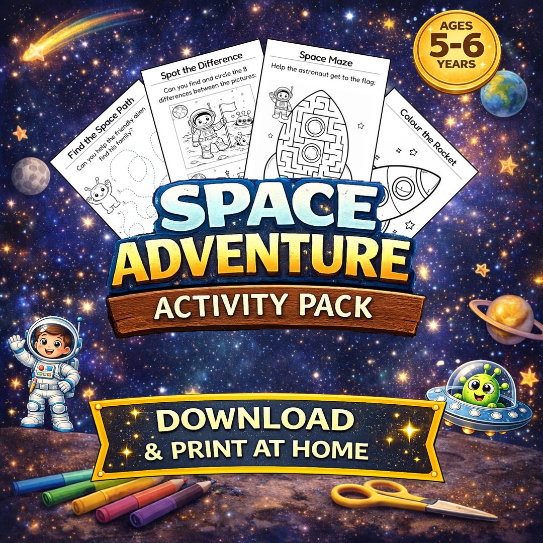 Space Adventure Activity Pack - Printable PDF | Ages 5–6 | 20 Fun ...