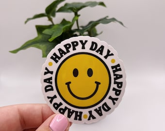 Oh Happy Day Smiley Face Circle Sticker - Etsy