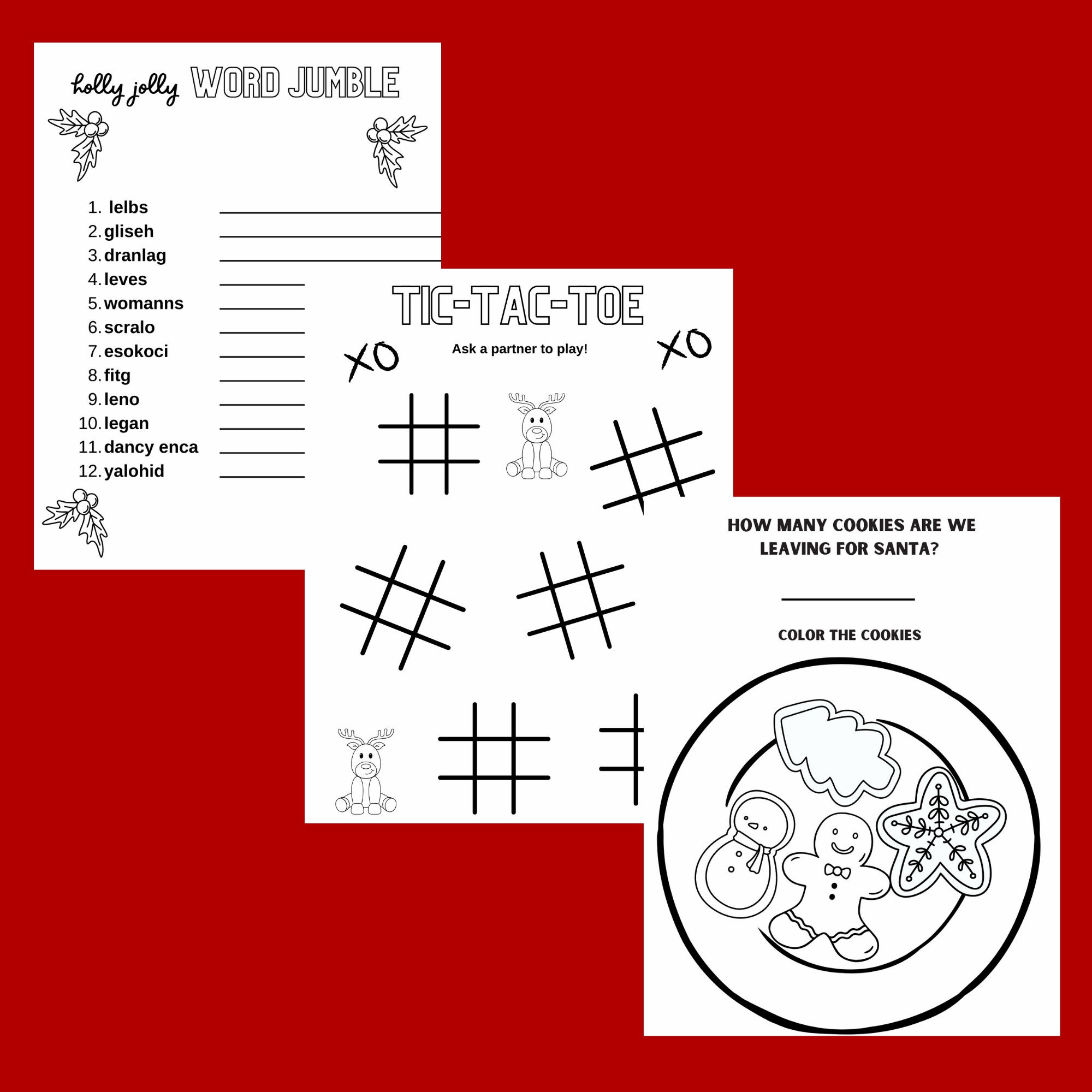 25 Christmas Worksheets for Kids: Coloring Pages, Activities Instant ...