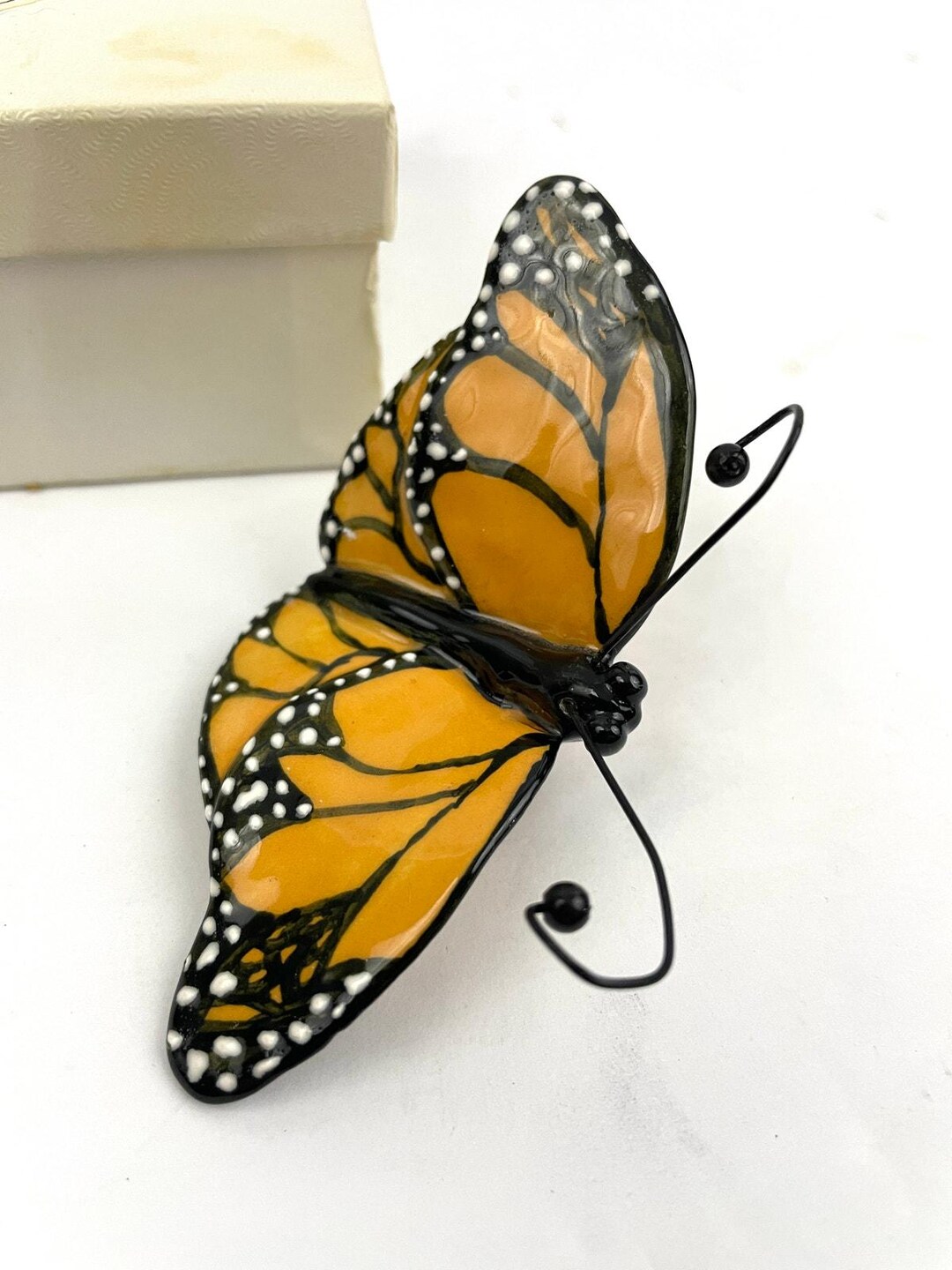 VTG Orange Monarch Butterfly Hand Painted Brooch Pin Marjorie Caplin ...