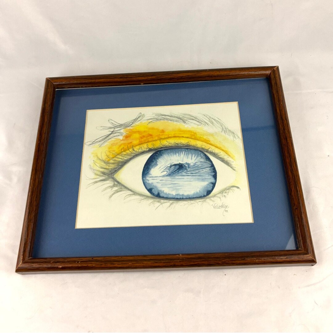 Vintage Realistic Eye Drawing 1990s Artist Signed Matted + Framed Wall ...