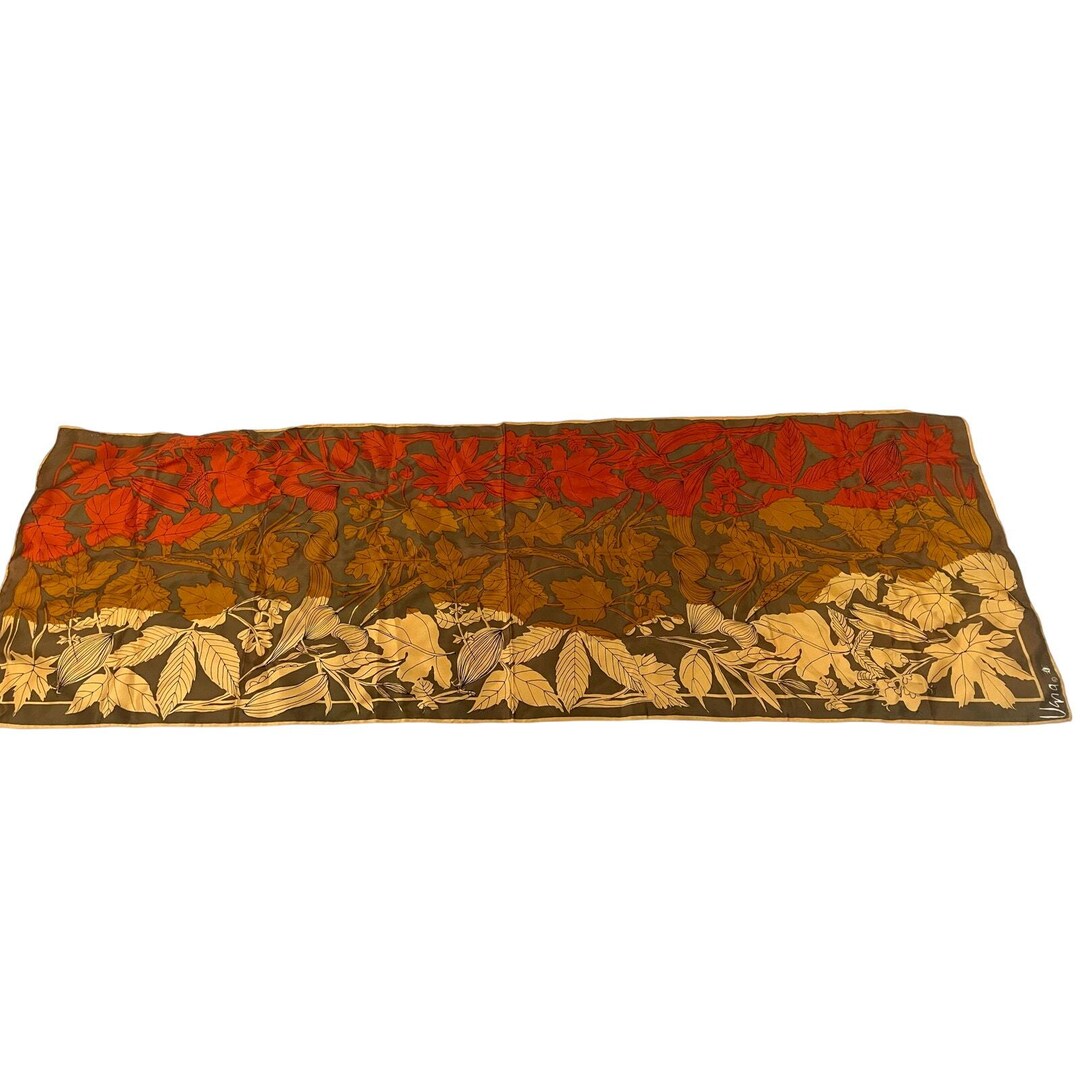 VTG Vera Ladybug Oblong 45" X 15" Acetate Scarf Ladies Leaves Fall ...