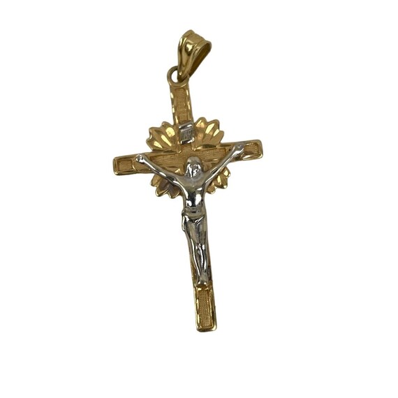 VTG 14k Gold Crucifix Cross Jesus Pendant Catholic Ch… - Gem