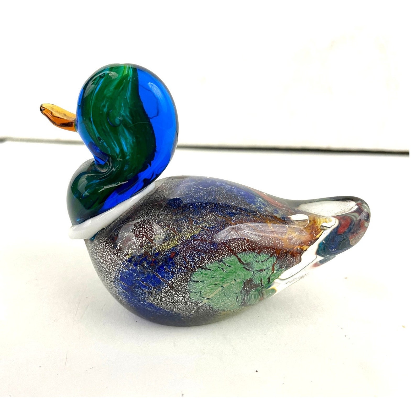 VTG Hand Blown Murano Glass Duck Paperweight Sparkle - Etsy
