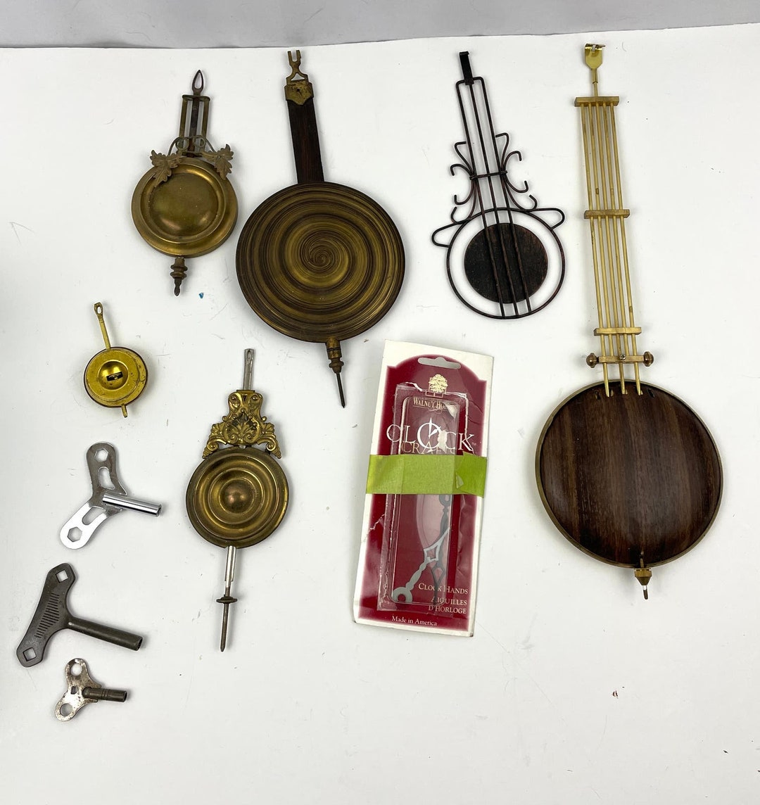 Lot of 11 Antique Clock Pendulums Keys Hands Old Clock Parts Repair ...
