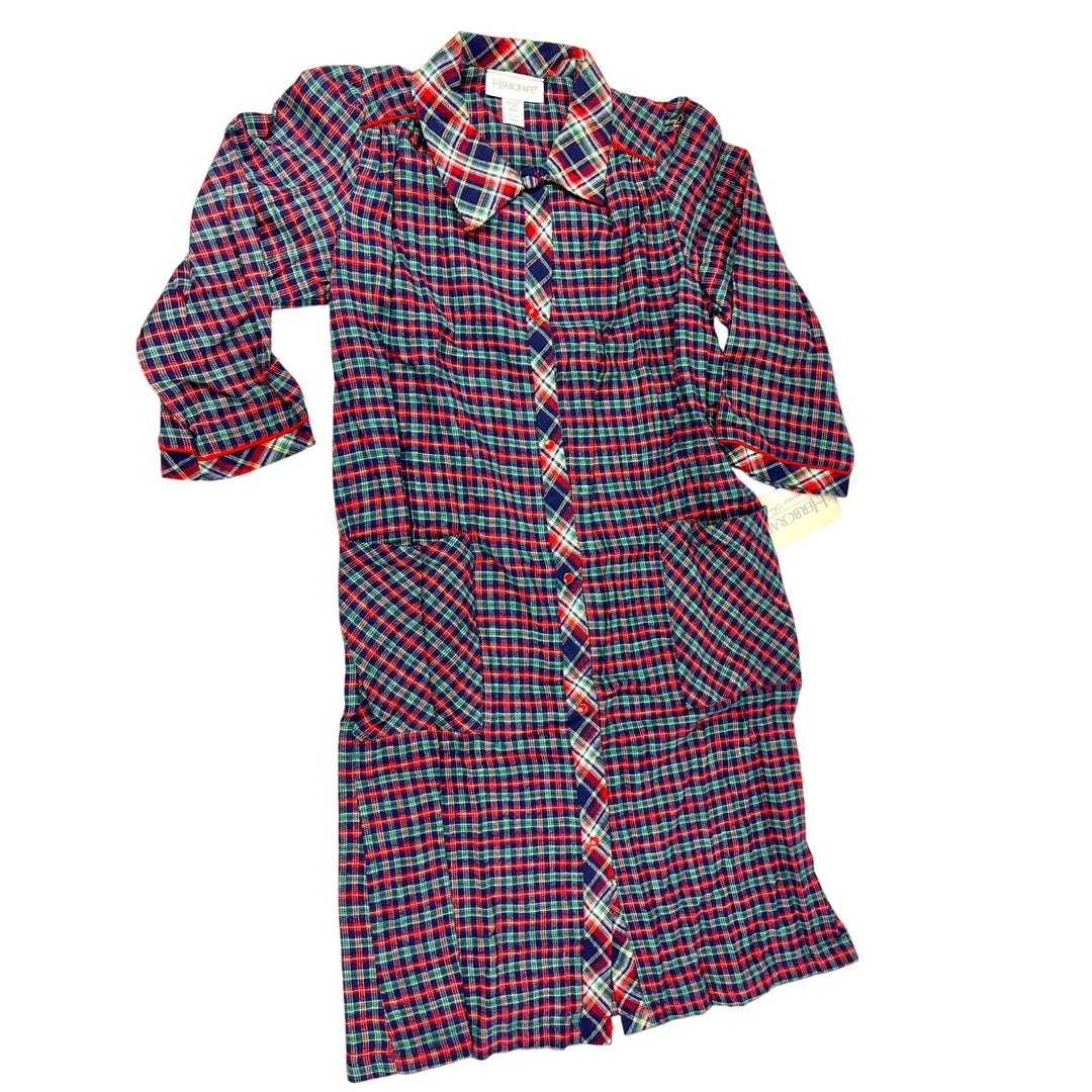 Vintage House Dress Pearl Snaps SMALL Robe Loungewear NWT Plaid - Etsy