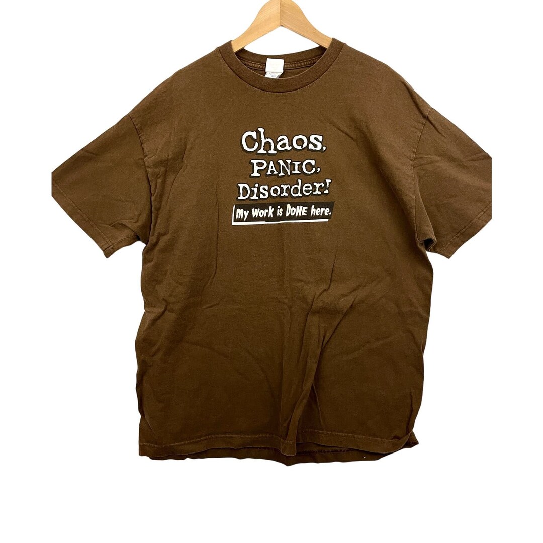 VTG Chaos Panic Disorder My Work is DONE Here Brown T-shirt XL Y2K - Etsy