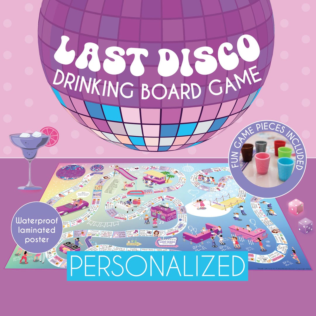 Last Disco Bachelorette Party Board Games, Dazed and Engaged, Retro ...