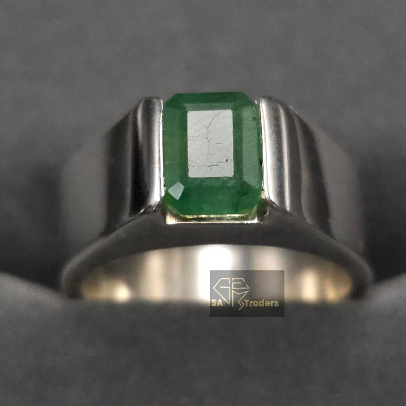 Mens Green Silver Ring - Etsy