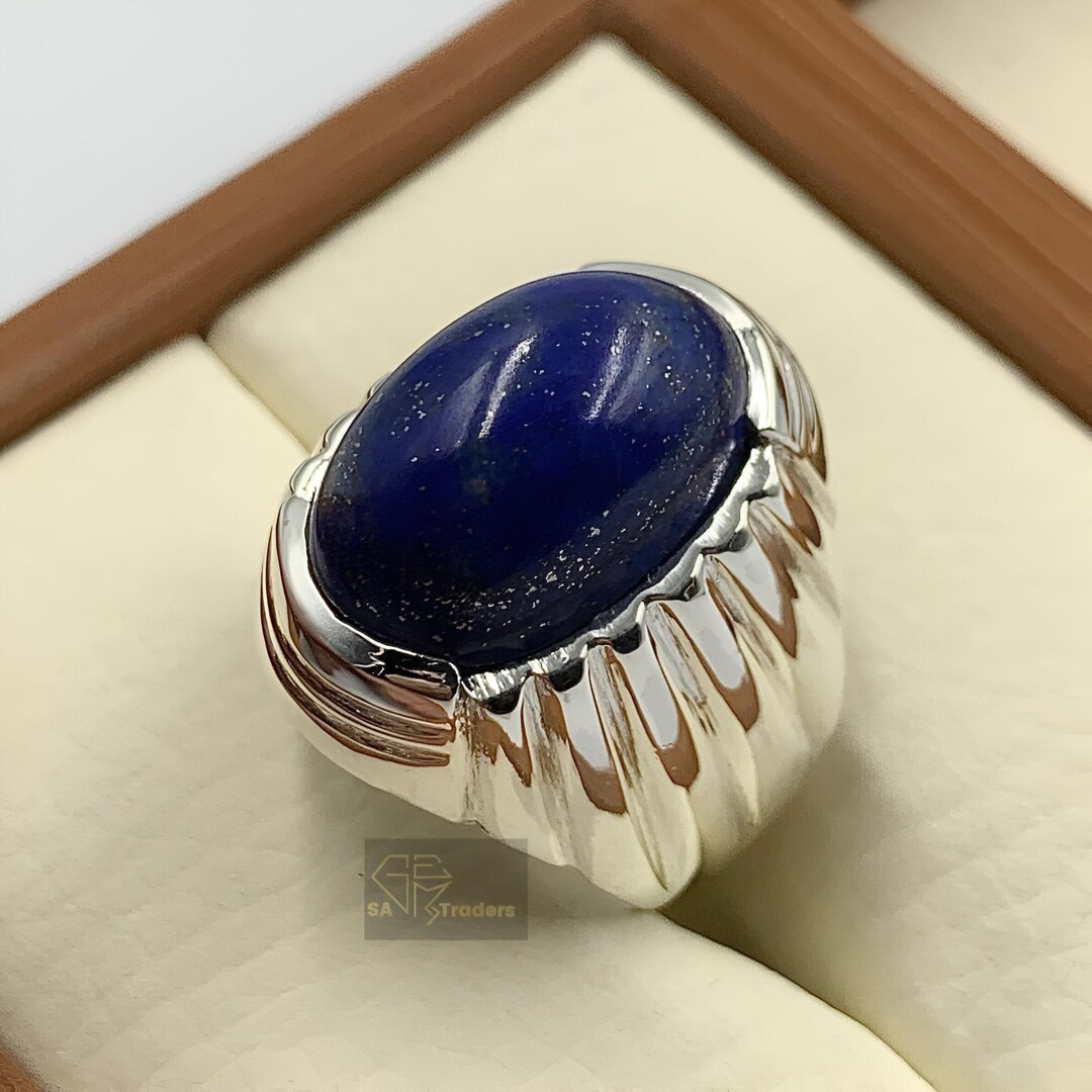 Handmade Lapis Lazuli Ring: Sterling Silver Lajward Ring for Men - Etsy