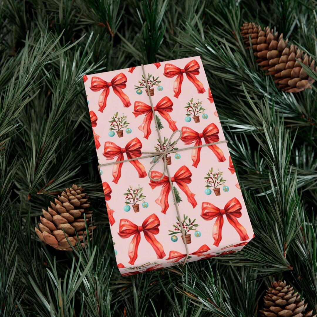 Vintage Red Bow Wrapping Paper - Etsy