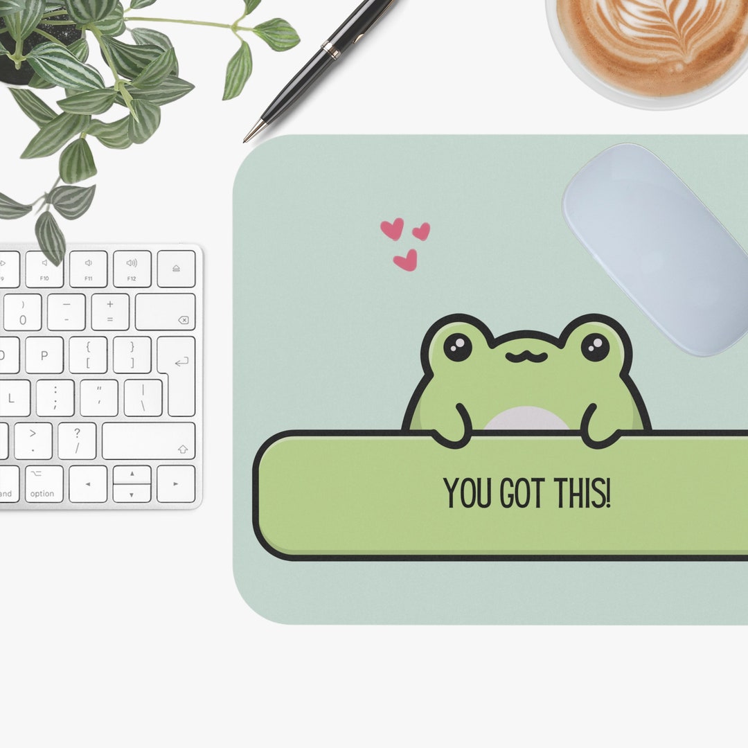 Kawaii Frog Mouse Pad, Cute Green Mouse Pad, You Got This, Small ...