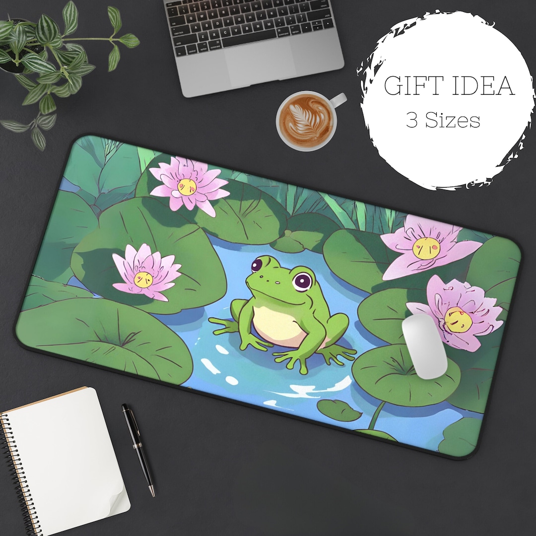 Kawaii Frog Desk Mat, Cute Frog Mouse Pad Large, Kawaii Green Desk Mat ...