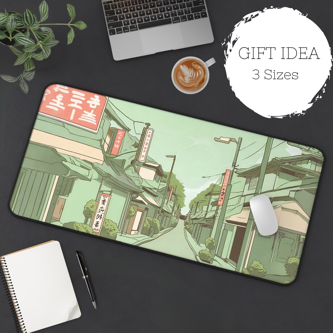 Anime Desk Mat, Cute Desk Mat, Green Desk Mat, Japanese Desk Mat ...
