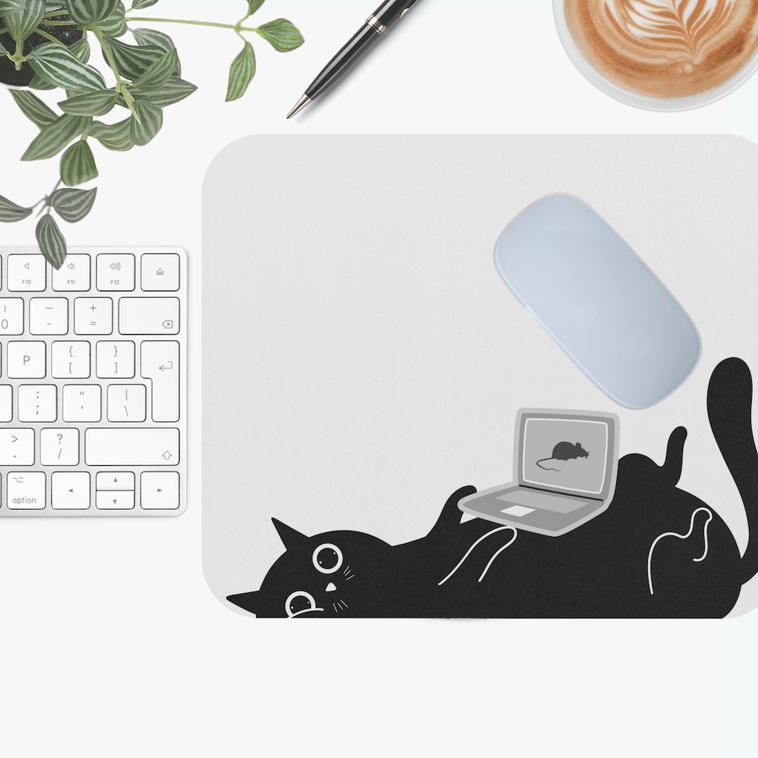 Kawaii Mousepad, Cute Cat Mouse Pad Small, Cat Gaming Deskpad, White ...