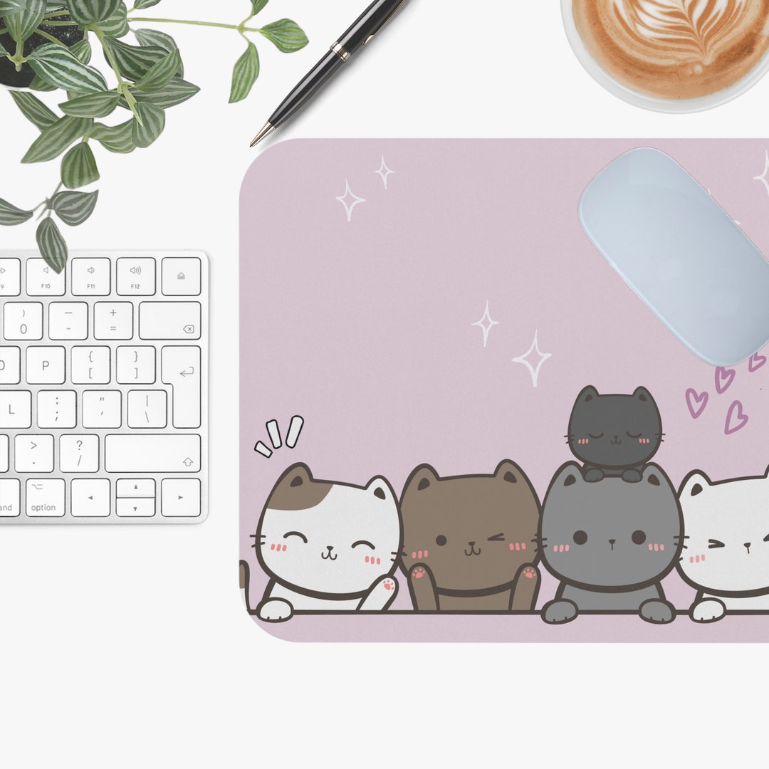 Kawaii Mousepad Pink Cat Mouse Pad Mini Mousepad Small Pink Mousepad ...