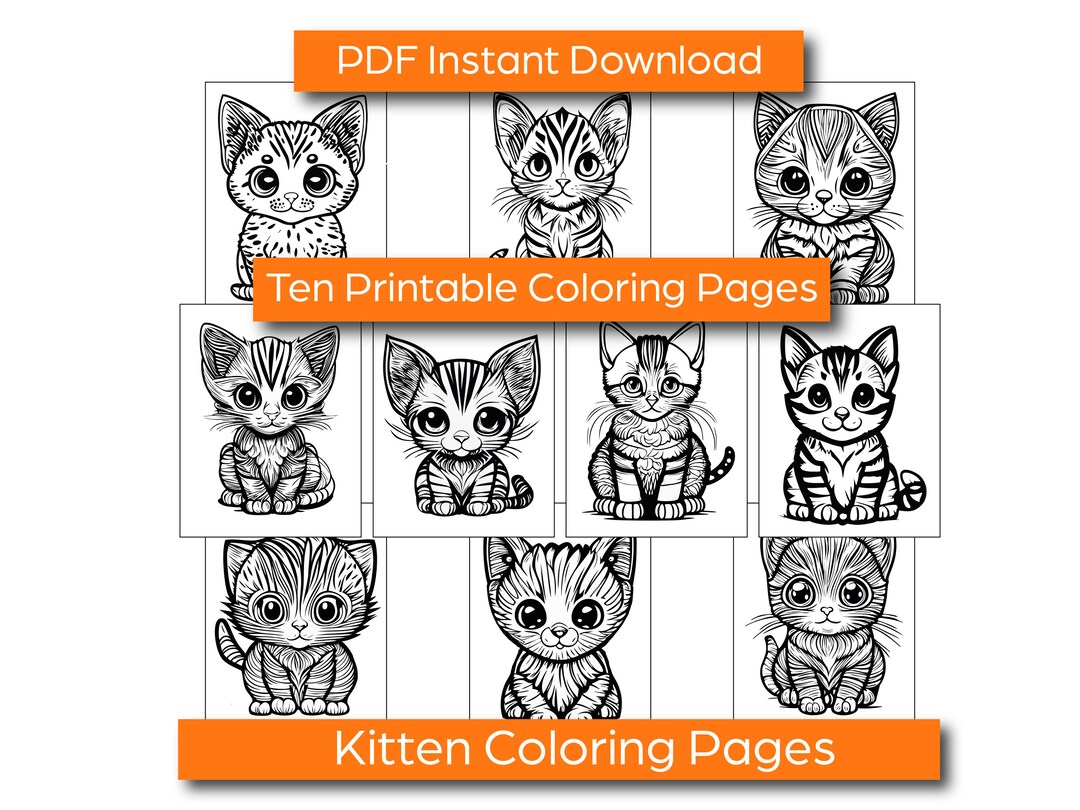 Adorable Kitten Coloring Pages - Perfect for Kids and Adults Alike. 10 ...