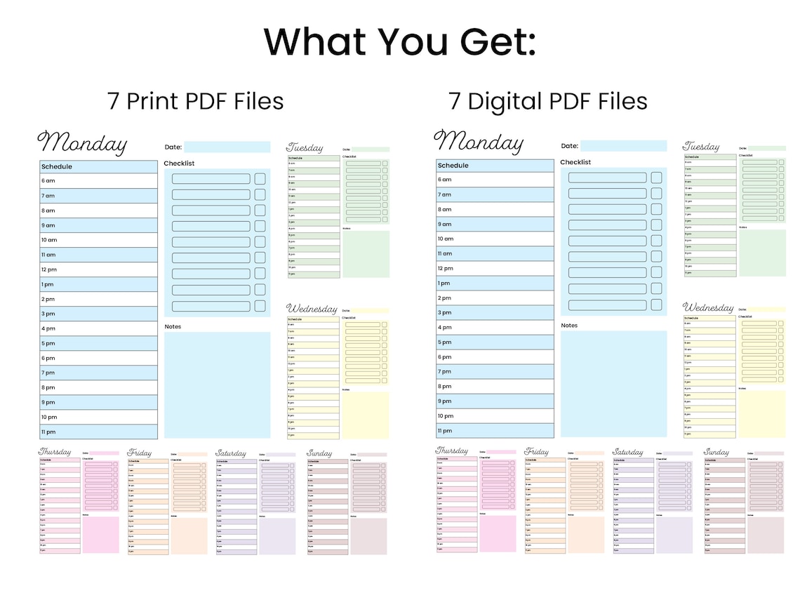 Editable Blank Daily Planner PDF Pages. Printable, Fillable Pages for ...