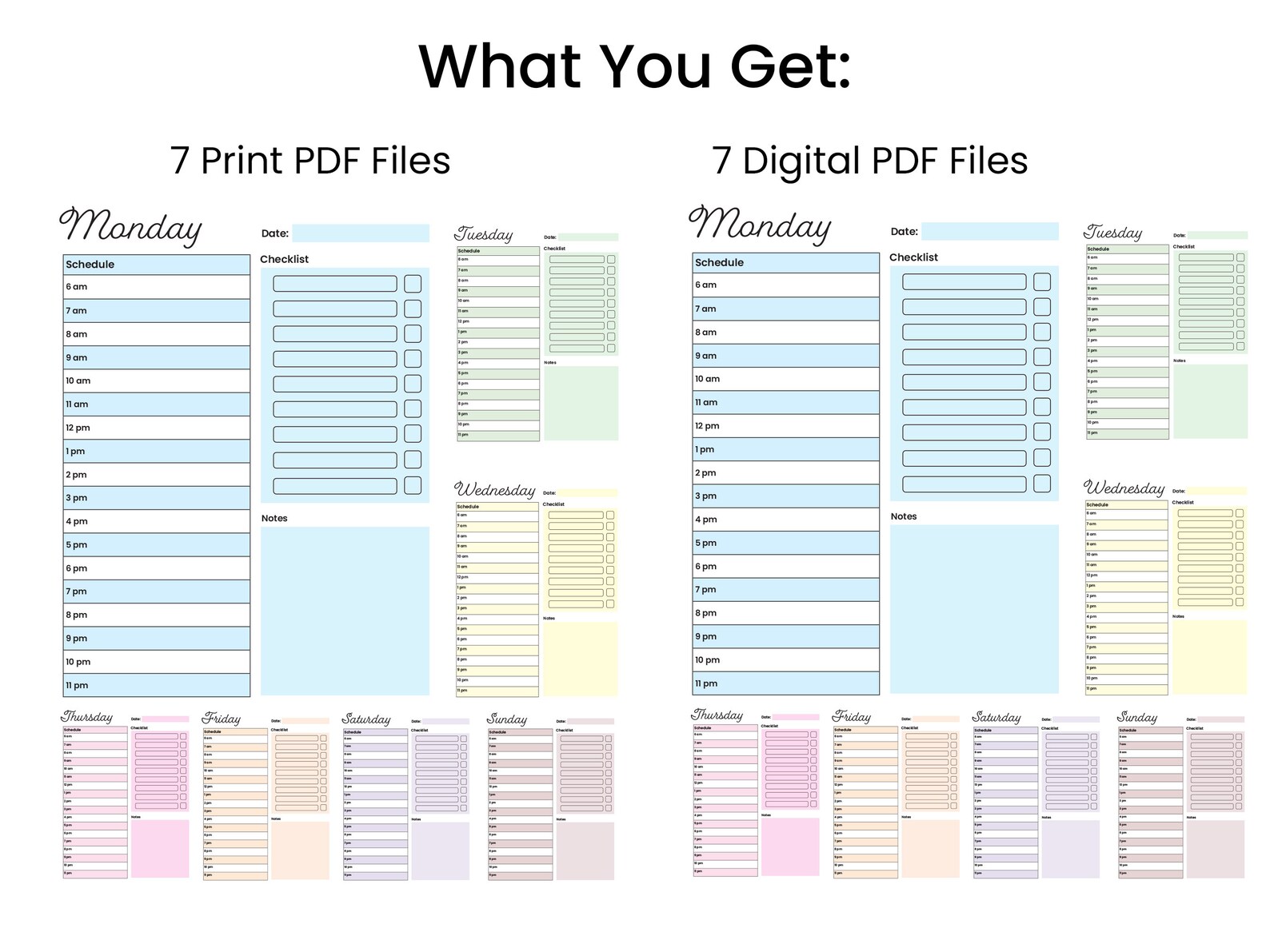 Editable Blank Daily Planner PDF Pages. Printable, Fillable Pages for ...
