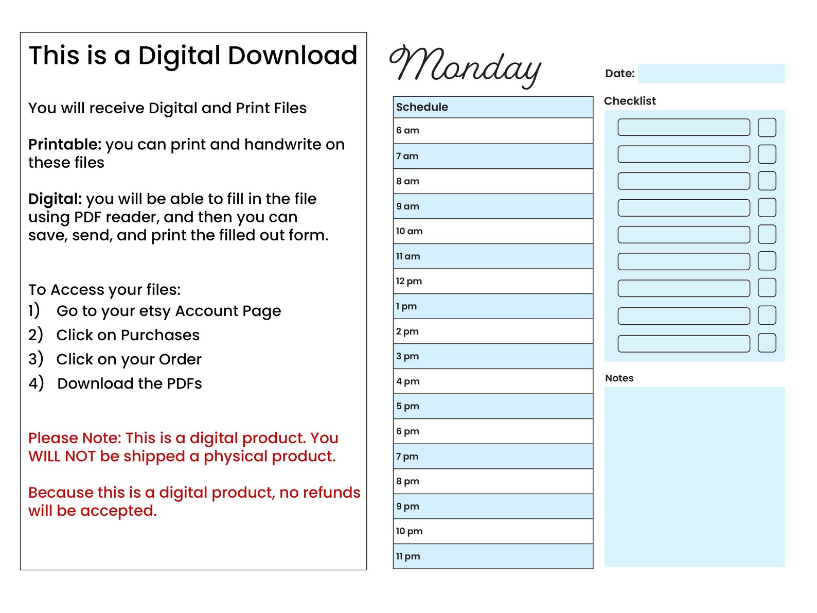 Editable Blank Daily Planner PDF Pages. Printable, Fillable Pages for ...