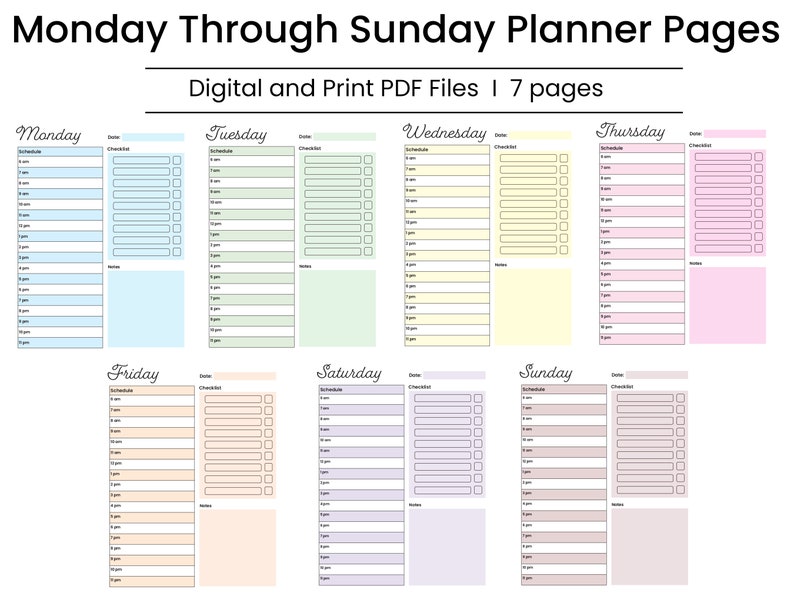 Editable Blank Daily Planner PDF Pages. Printable, Fillable Pages for ...