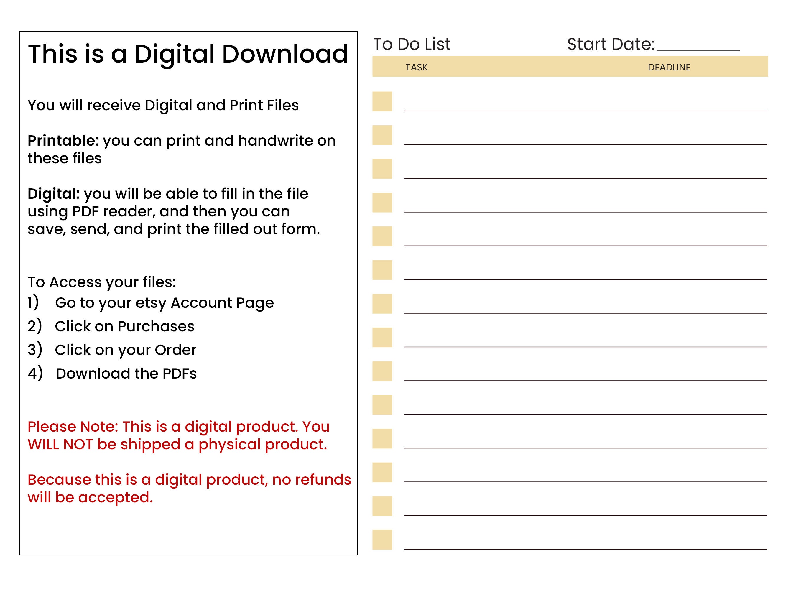 To-do List Pdfs—editable & Printable Checklist Files. Task Management ...