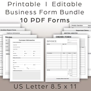 Essential Business Forms Bundle - 10 Instant Download Office Form Pdfs ...