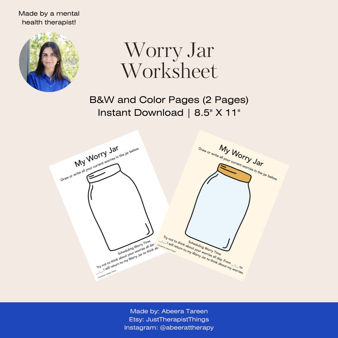 Worry Jar Worksheet - Etsy