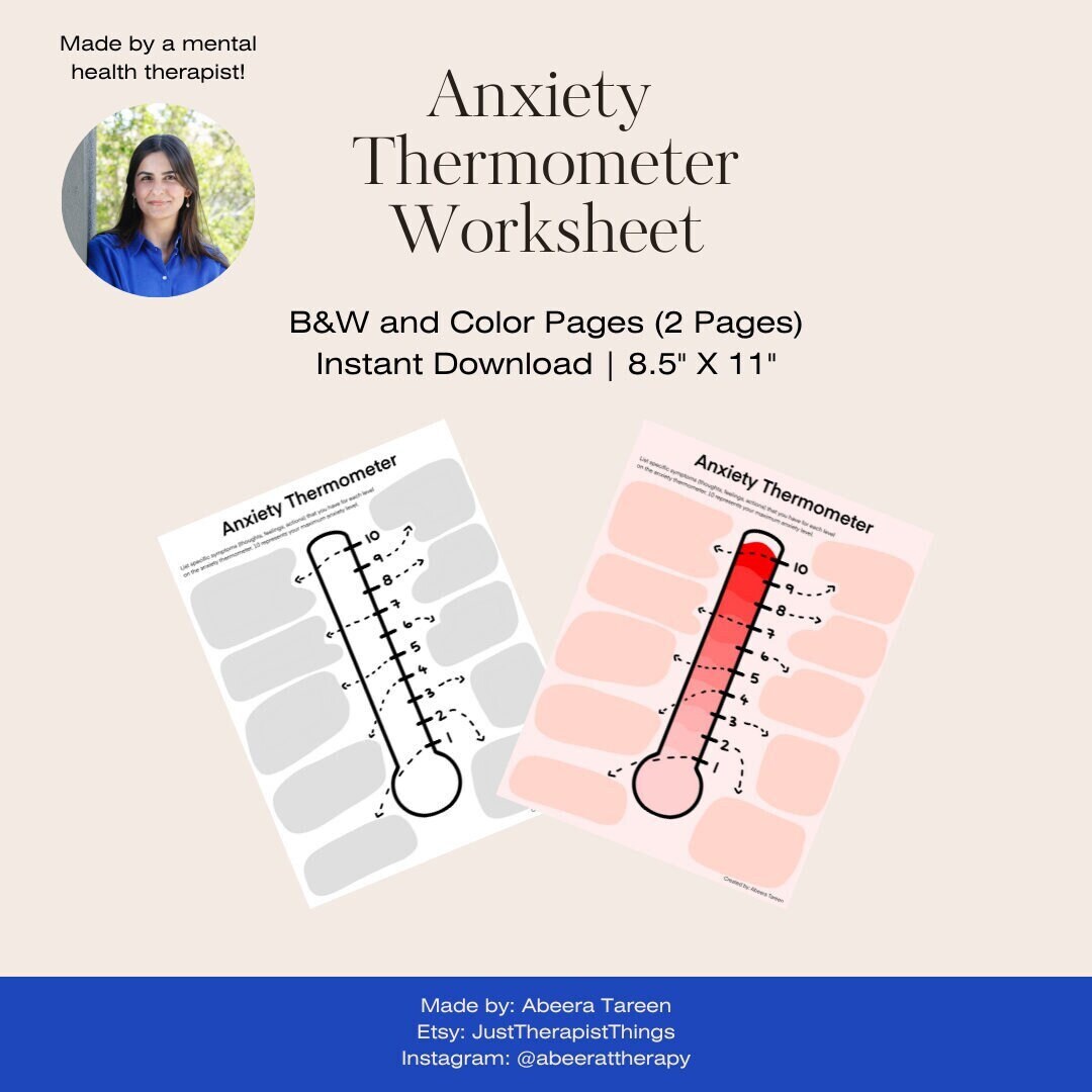 Anxiety Thermometer Worksheet - Etsy