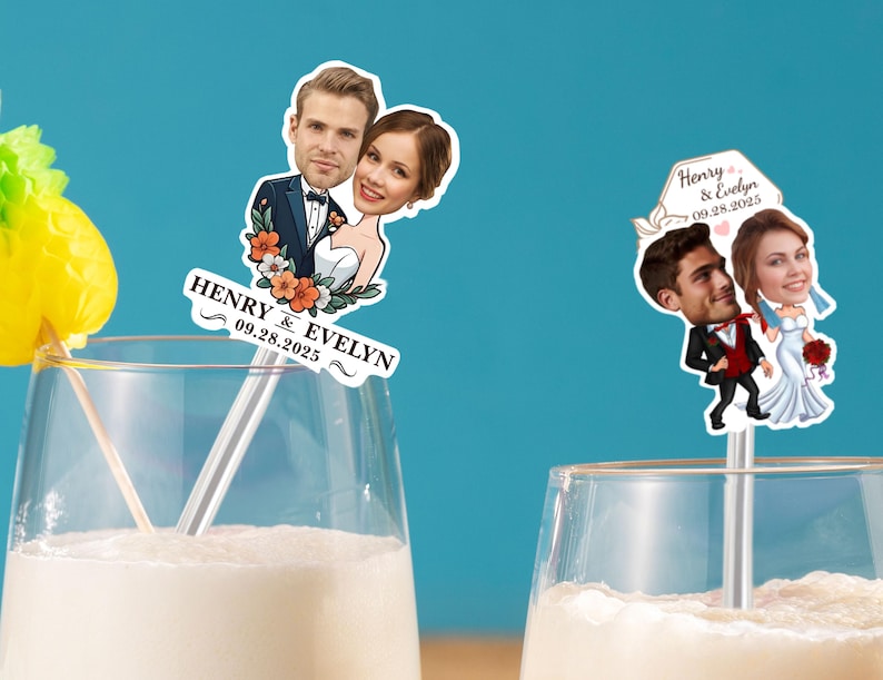 Wedding Stir Sticks With Face/personalized Photo Face Drink Stirrers ...
