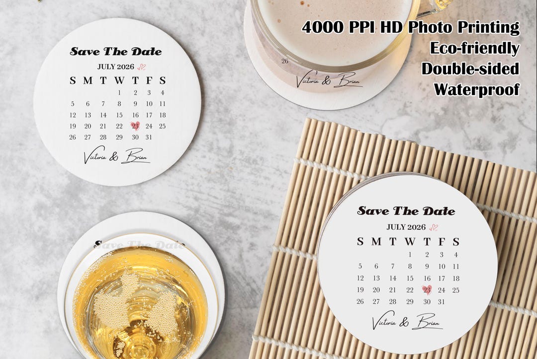 Personalized Calendar Save the Date Coaster/wedding Gifts, Wedding ...