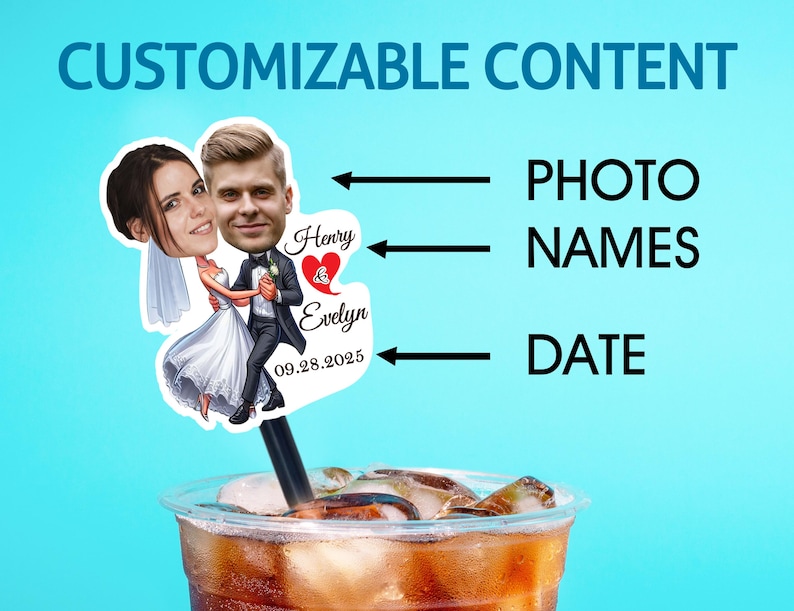 Wedding Stir Sticks With Face/personalized Photo Face Drink Stirrers ...