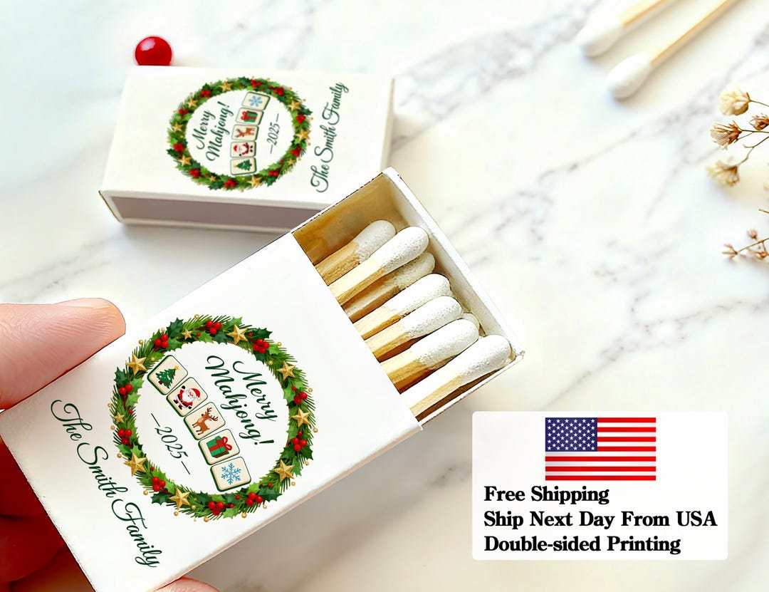 Merry Mahjong Wreath Matchboxes, Bulk Holiday Matches Favors ...