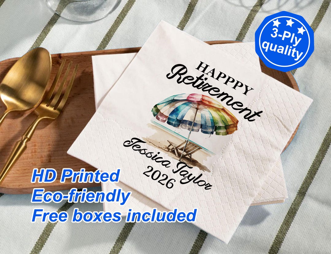 Personalized Happy Retirement Paper Napkins/bulk Custom Retired Dinner ...
