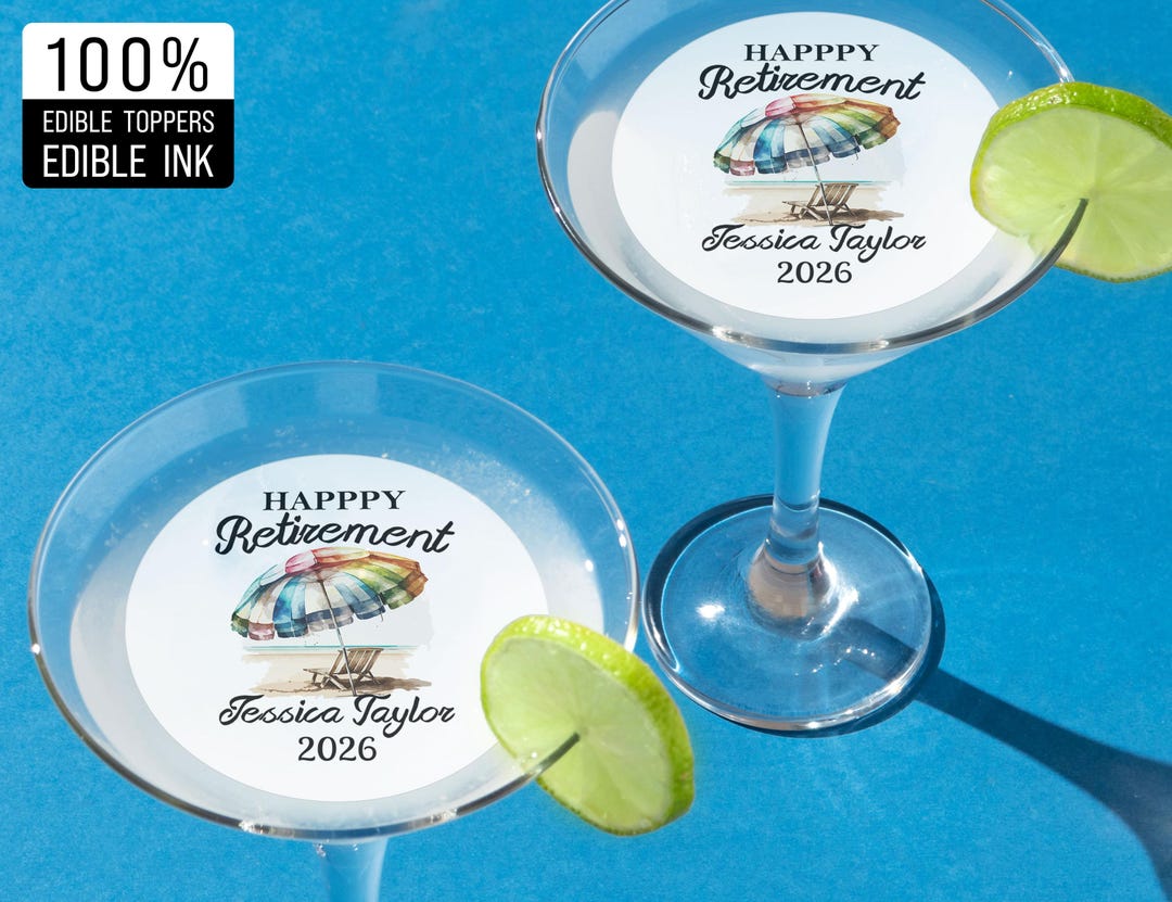 Bulk Personalized Retirement Drink Toppers, Custom Retirement Cocktail ...