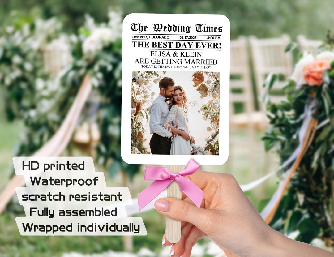 Newspaper Wedding Program Fan, Wedding Newspaper Fan, Editable Ceremony ...