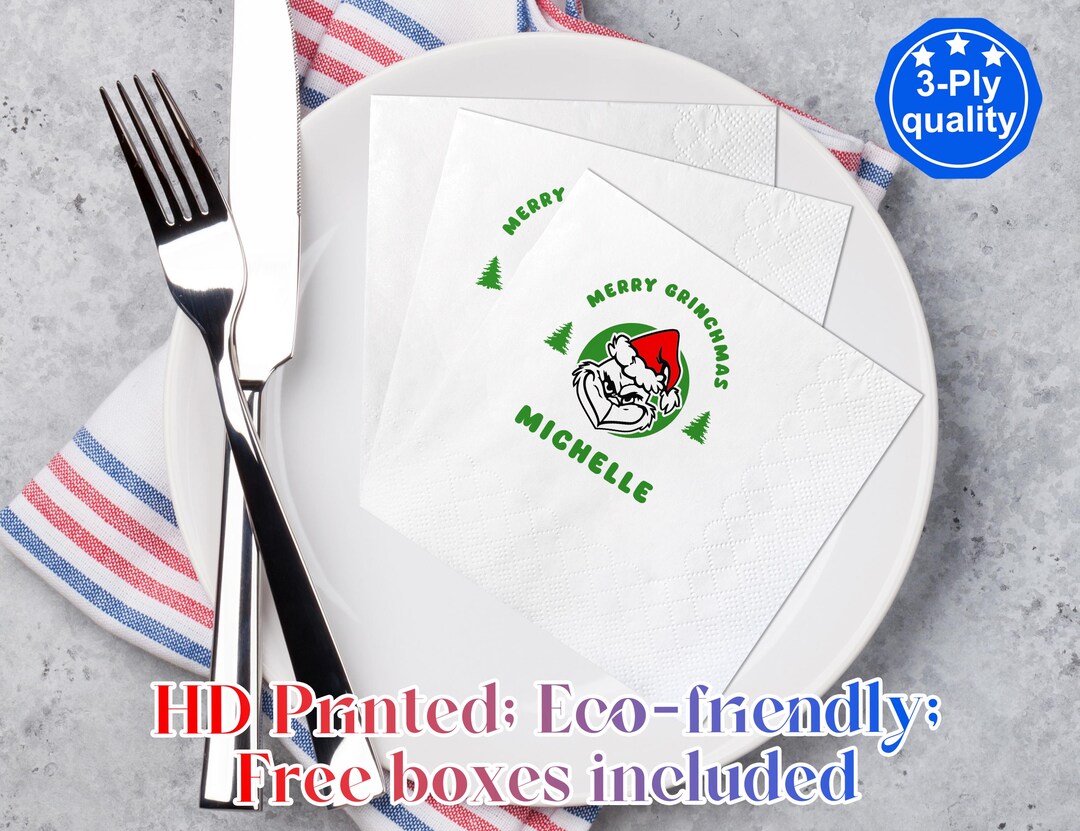 Personalized Christmas Grinch Cocktail Napkins/christmas Beverage ...