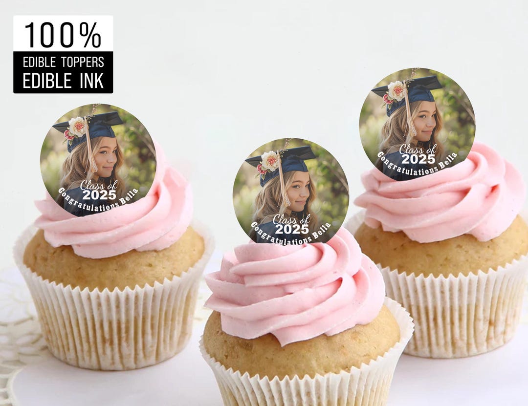 Personalized Photo Edible Graduation Cupcake Toppers/congrats Grad ...