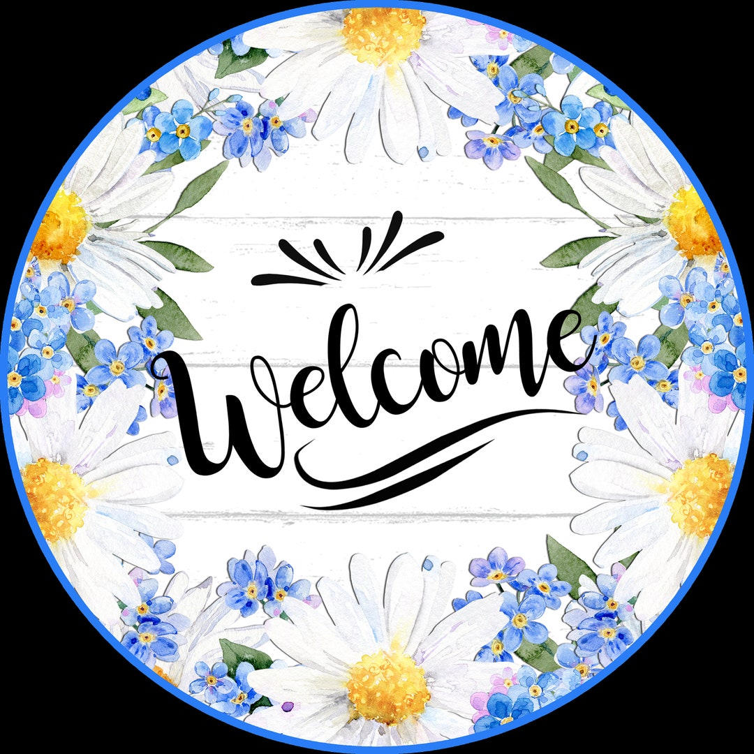 Spring Welcome Round Wreath Sign, Wreath Sign, Welcome Wreath Sign ...