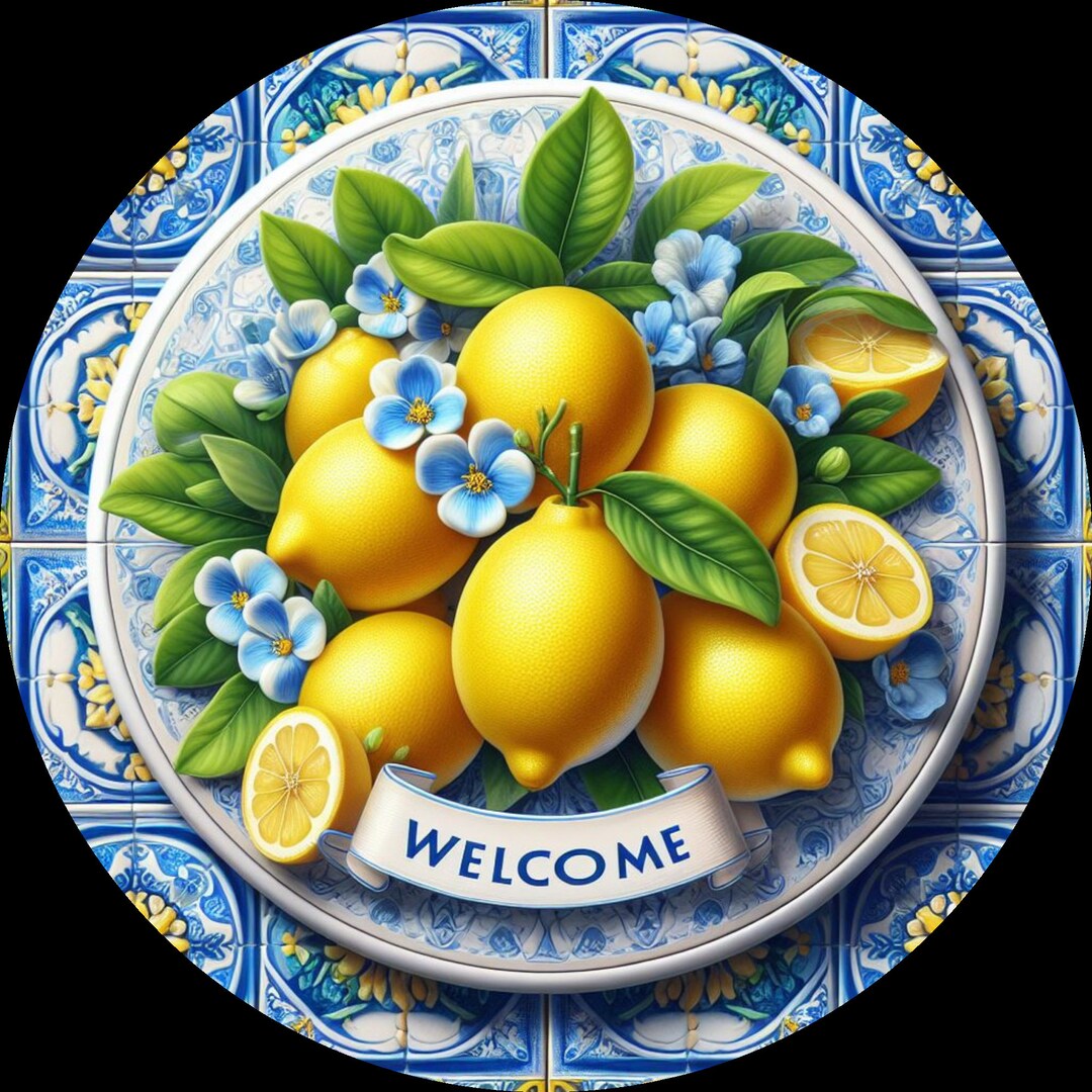 Lemon Welcome Wreath Sign, Lemon Wreath Sign, Welcome Wreath Sign ...