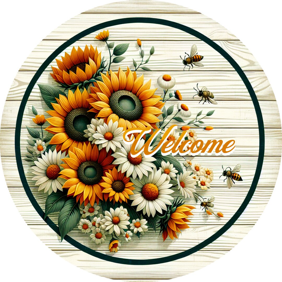 Summer Wreath Sign, Welcome Wreath Sign, Sunflower Wreath Sign, Spring ...