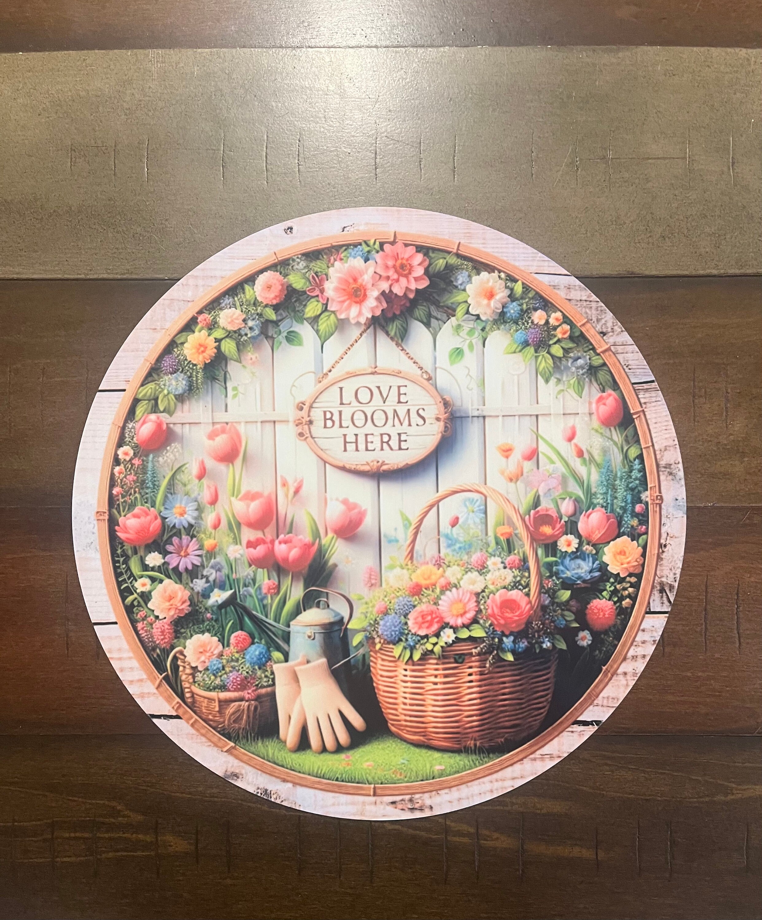Love Blooms Here Round Wreath Sign, Wreath Sign Round Wreath Sign ...