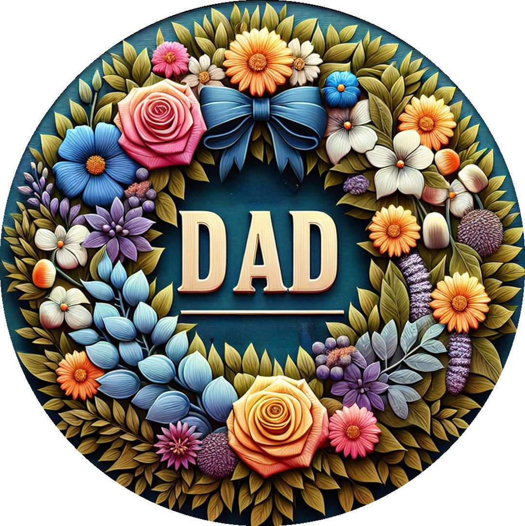 Memorial Wreath Sign, Dad Memorial Wreath Sign, Gravesite Wreath Sign ...