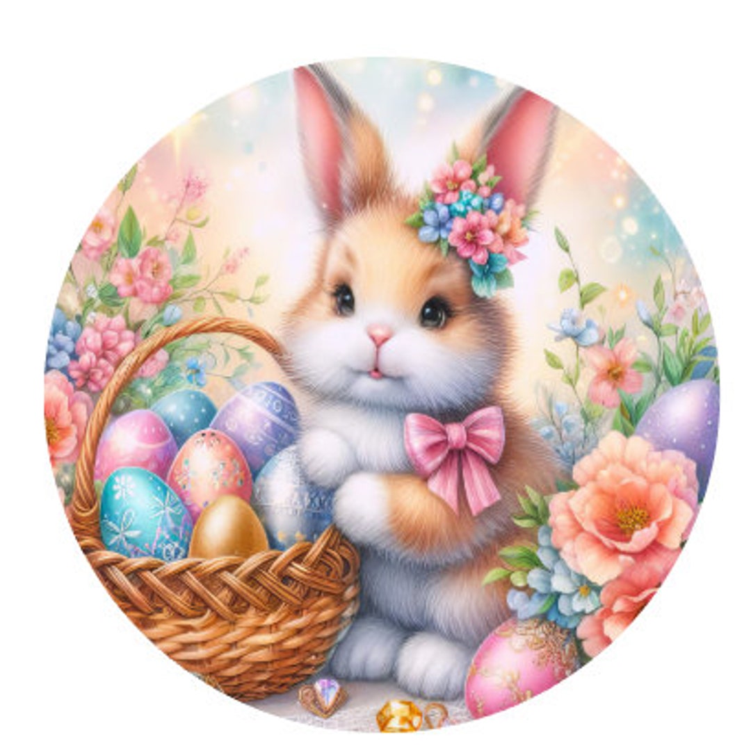 Easter Bunny Round Wreath Sign, Wreath Sign, Easter Wreath Sign, Easter ...