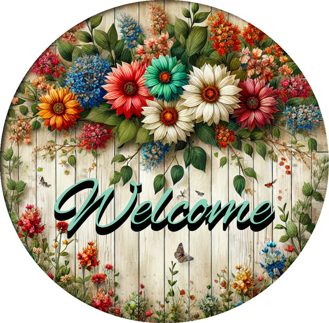 Everyday Wreath Sign, Welcome Wreath Sign, Floral Wreath Sign, Spring ...