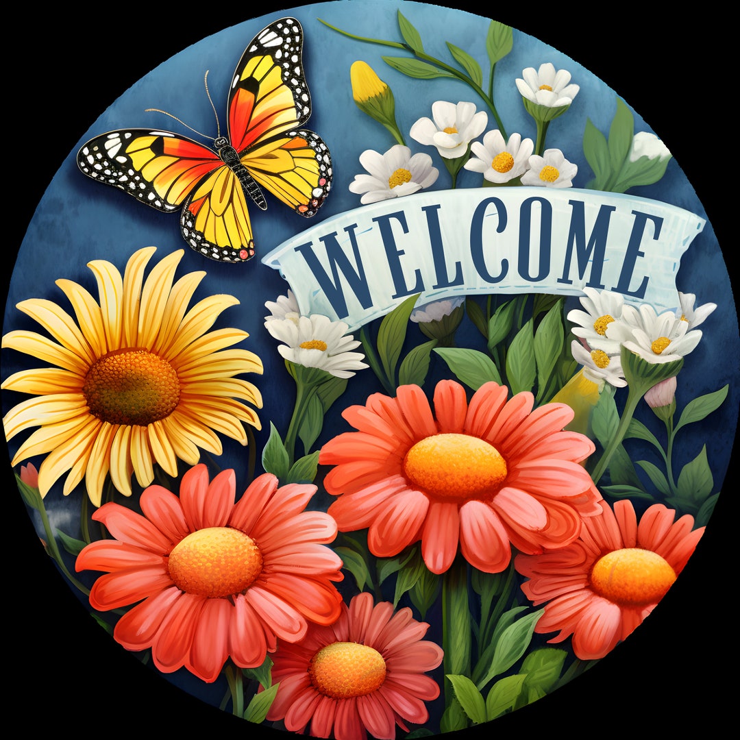 Spring Welcome Floral Wreath Sign. Wreath Sign. Wreath Making Sign ...