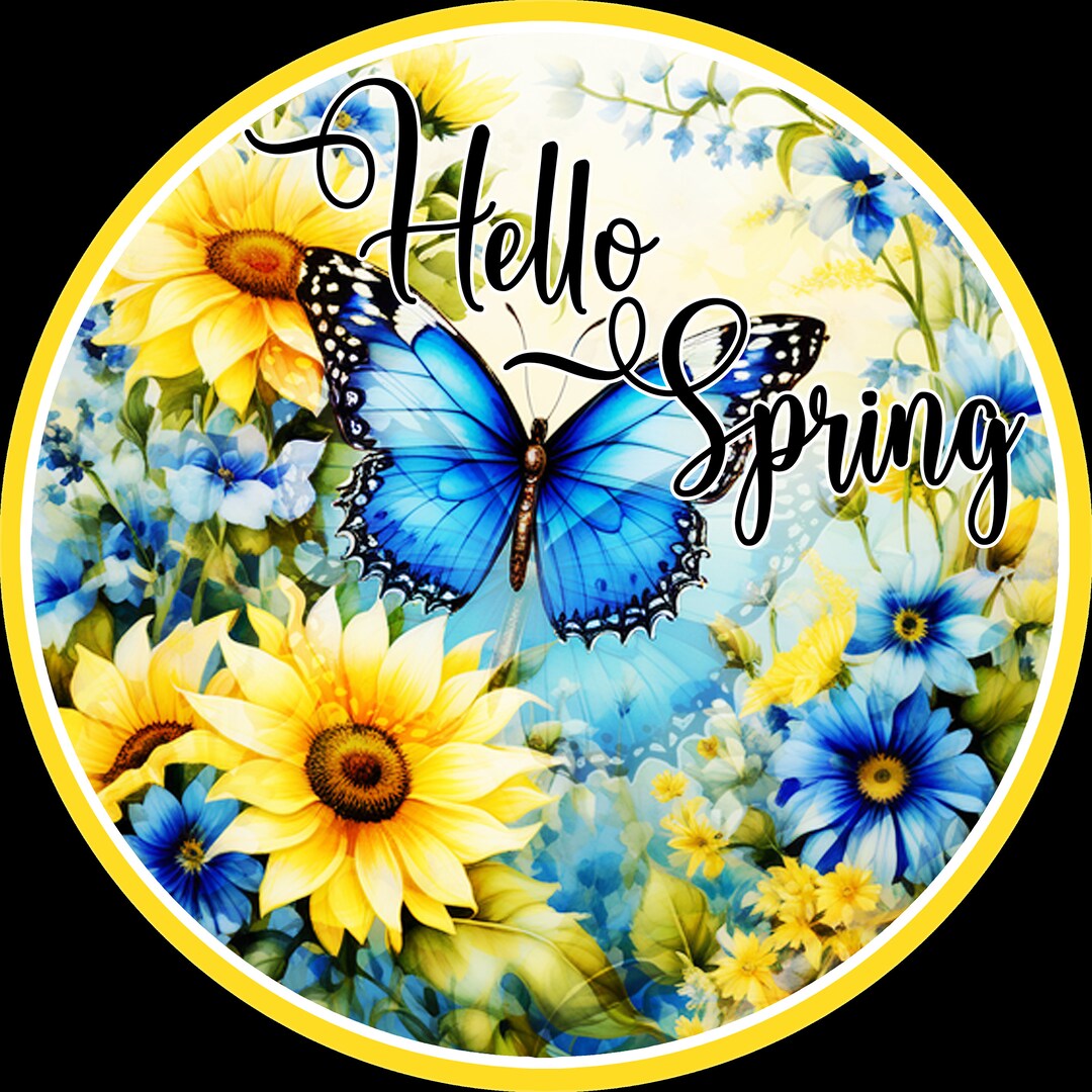 Hello Spring Round Wreath Sign, Spring Wreath Sign, Hello Wreath Sign ...