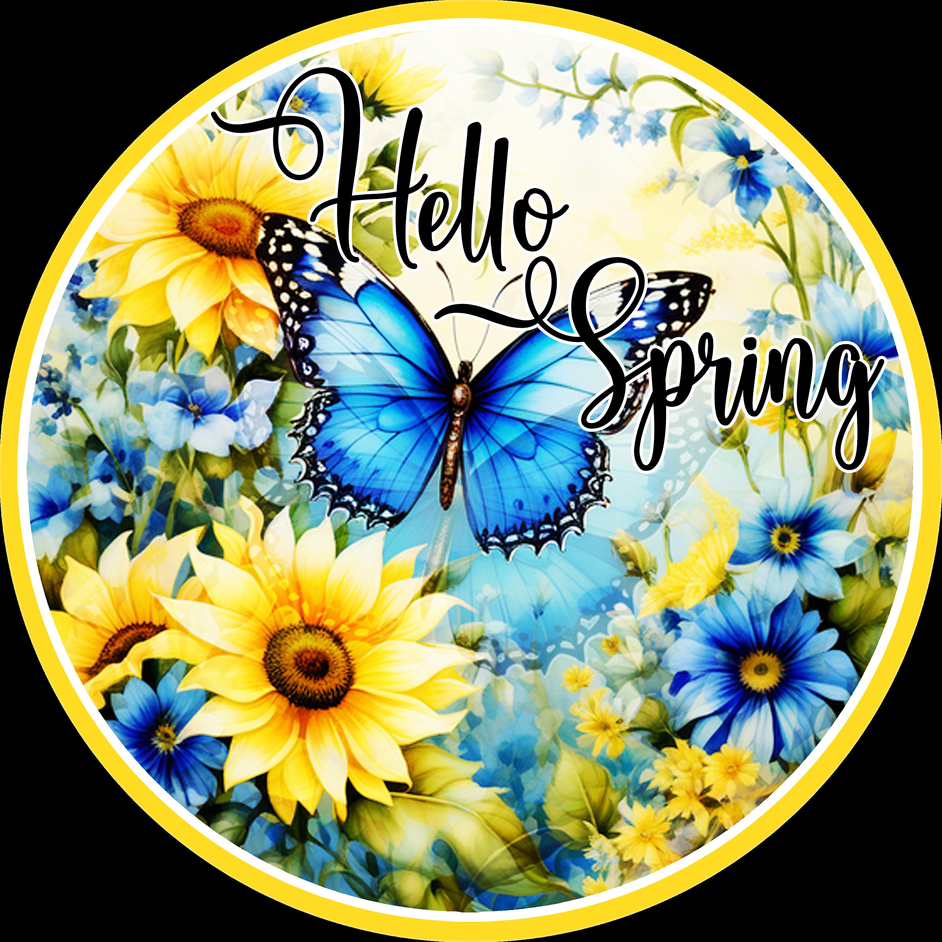 Hello Spring Round Wreath Sign, Spring Wreath Sign, Hello Wreath Sign ...
